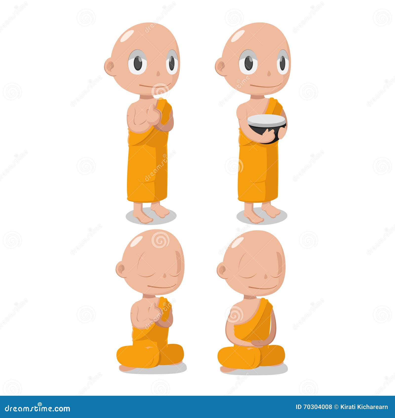 Buddha Cartoon Vector Illustration Of Young Monk Cartoon ...