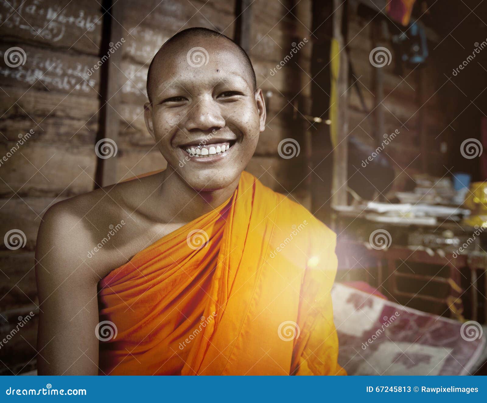 Monk Cambodia Smiling Facial Expression Concept Stock Image - Image of ...