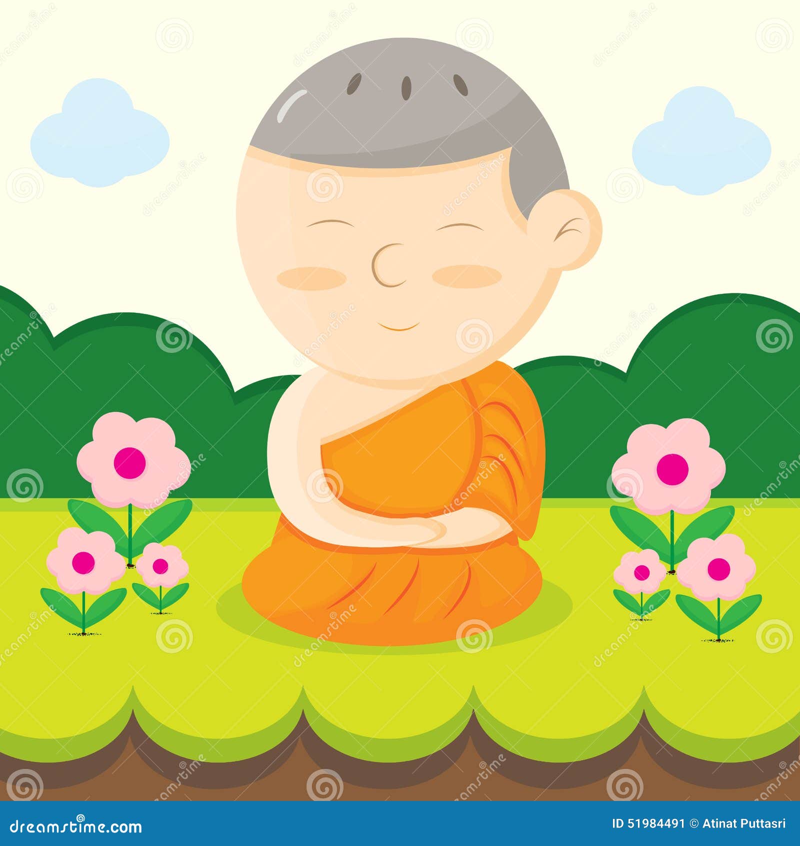 Monk cartoon stock vector. Illustration of wisdom, meditation - 51984491