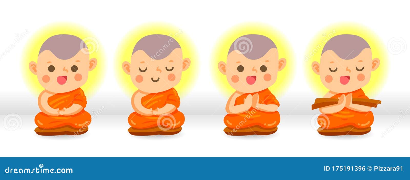 Monk cartoon vector set stock vector. Illustration of character - 175191396