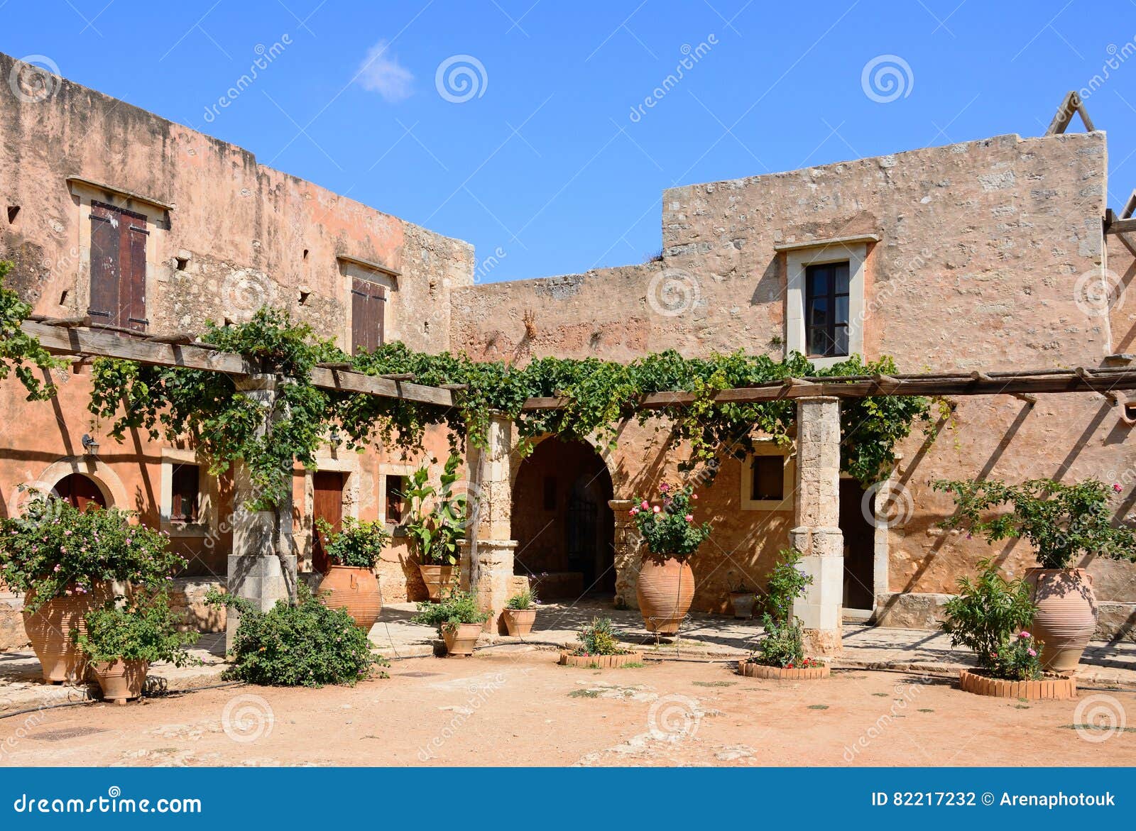 Monk Cells at Arkadi Monastery. Stock Photo - Image of landmark, monk ...