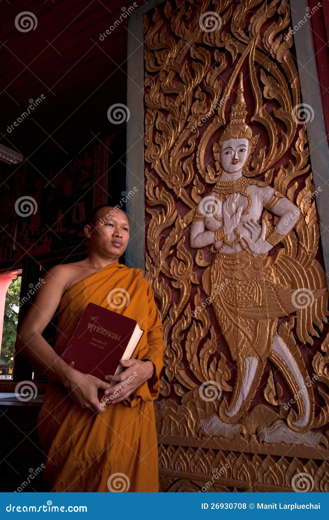 Monk on church . editorial stock photo. Image of decorate - 26930708