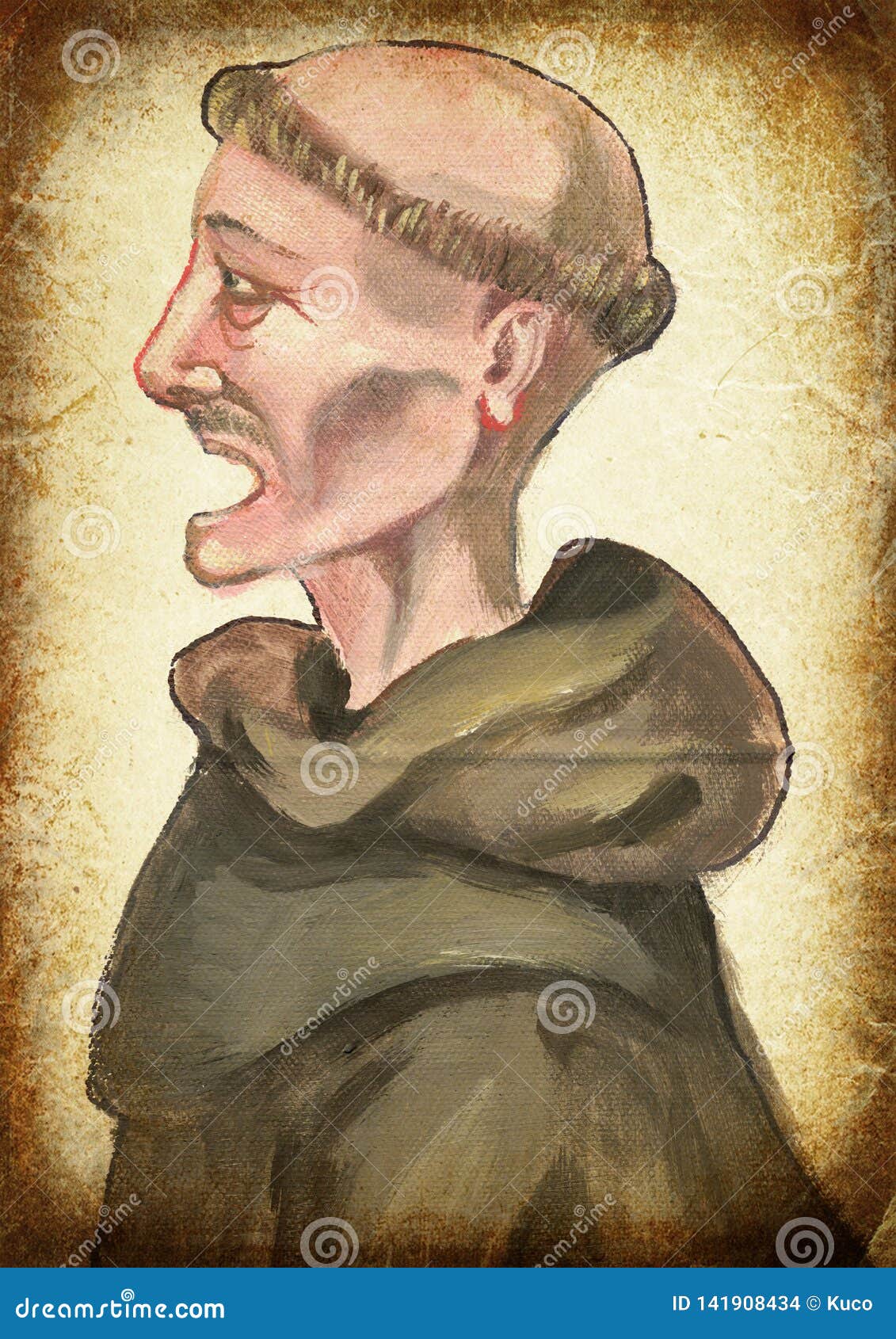 Monk. Hand Painting. Vintage Processing Stock Photo - Image of ...