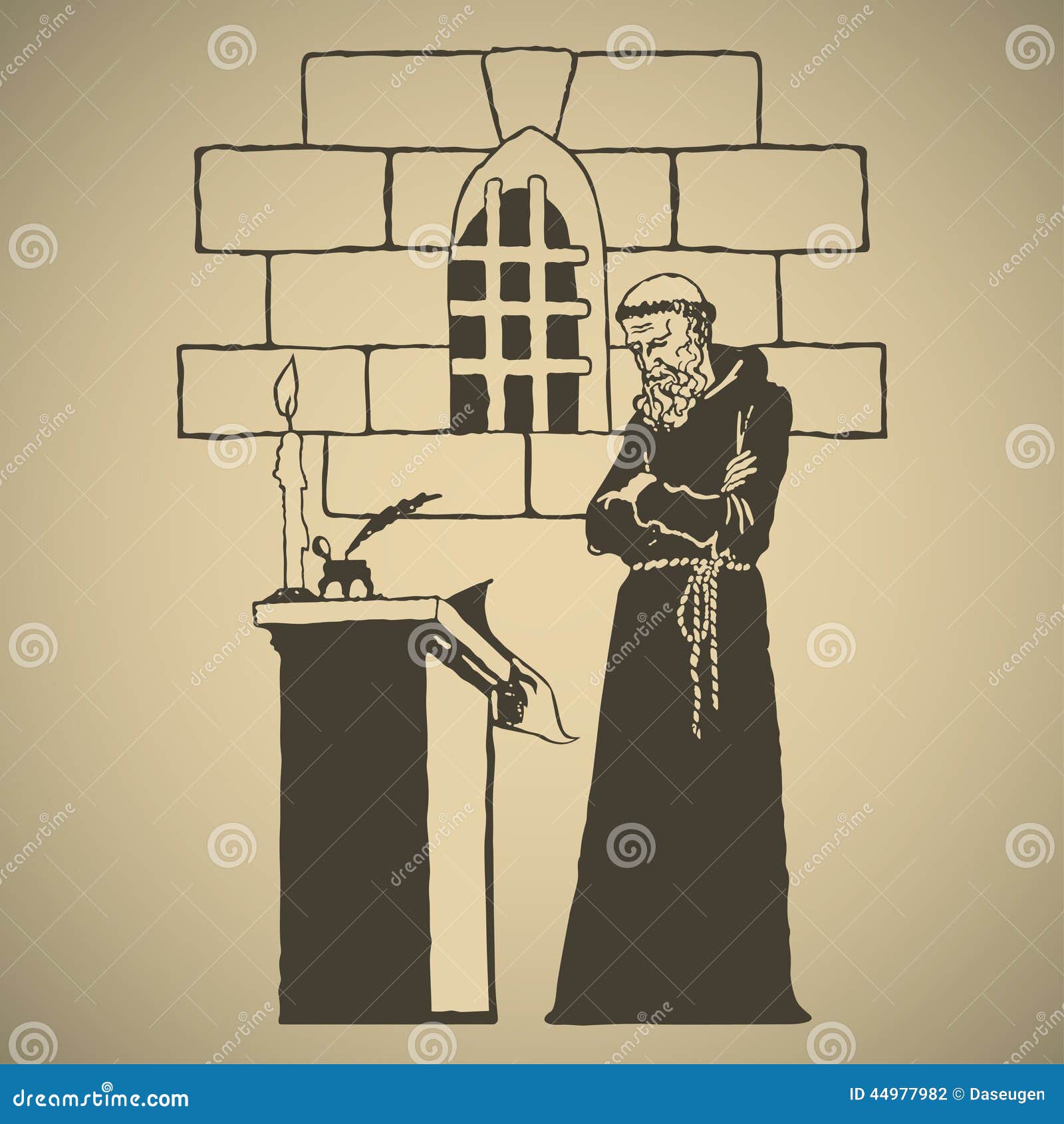 Monk stock vector. Illustration of book, lattice, chronicler - 44977982