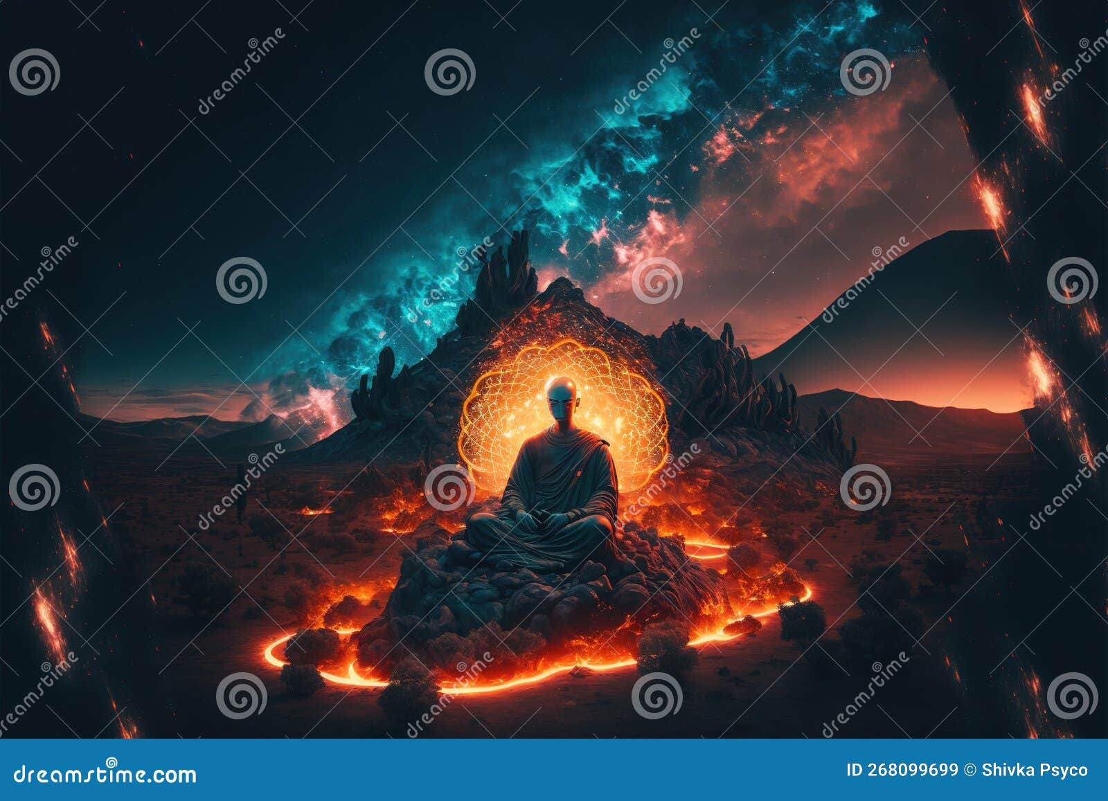 Monk Meditating in the Wilderness Floating Generative AI Stock Image ... Monk Meditating in the Wilderness Floating Generative AI Stock Image ...
