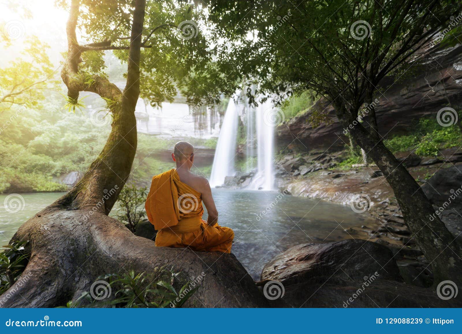 Monk practice meditation stock image. Image of natural - 129088239