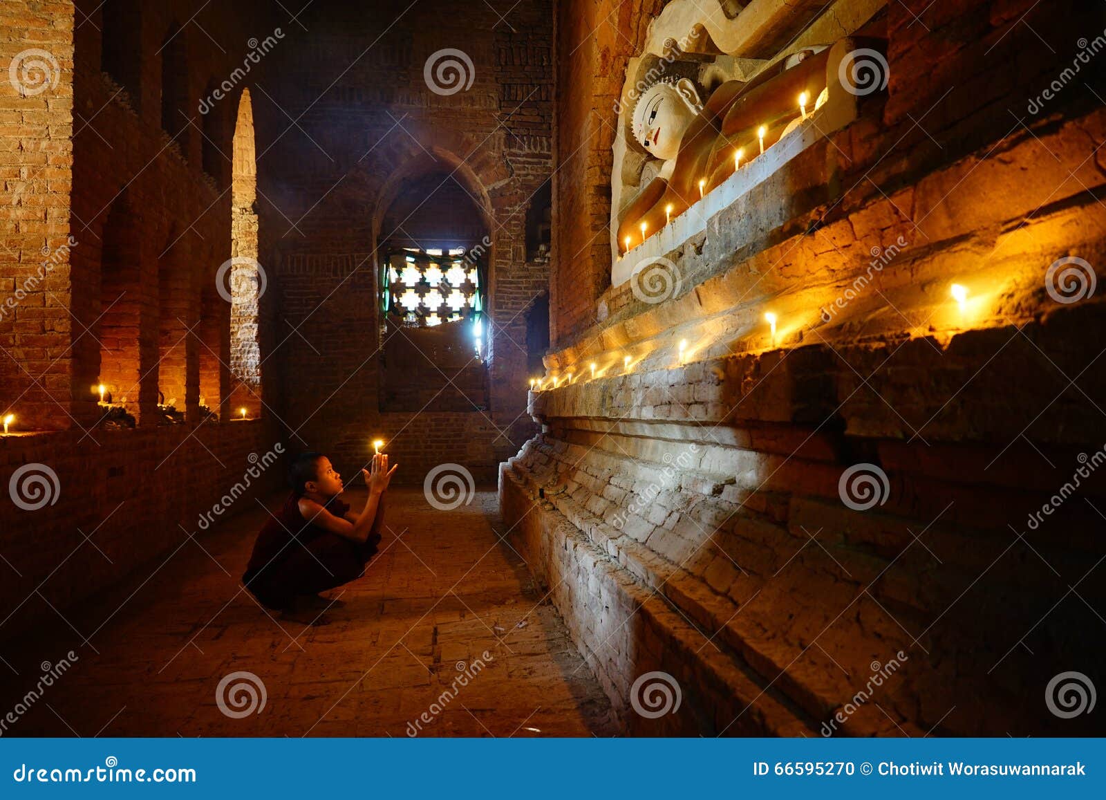 Monk Pray with Candle in Bagan, Myanmar Editorial Image - Image of ...