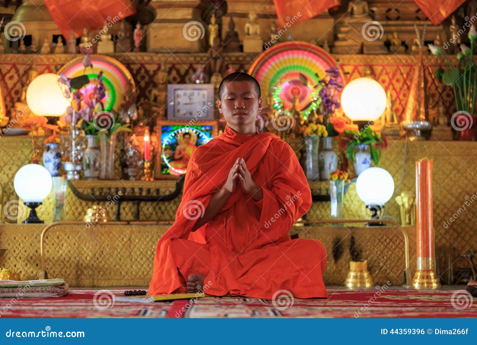 A monk praying stock photo. Image of beads, gold, scene - 44359396