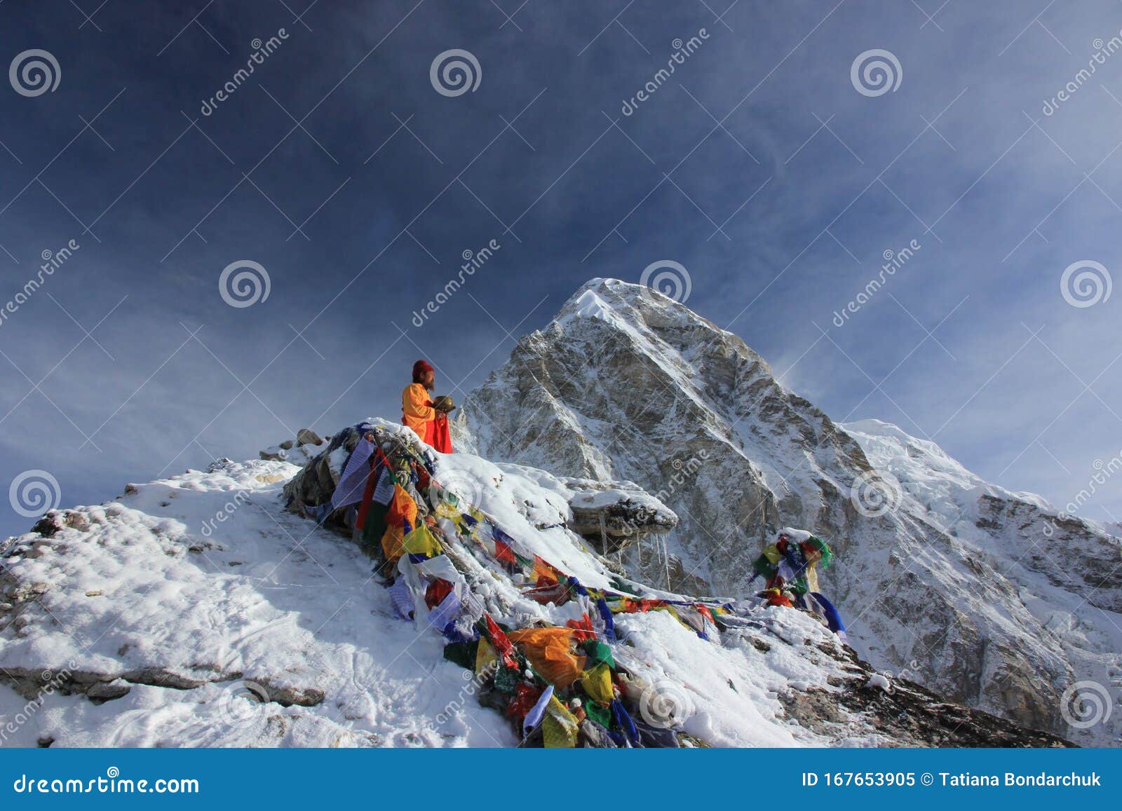 Monk Prays in the Snowy Mountains of Nepal. Editorial Image - Image of ...
