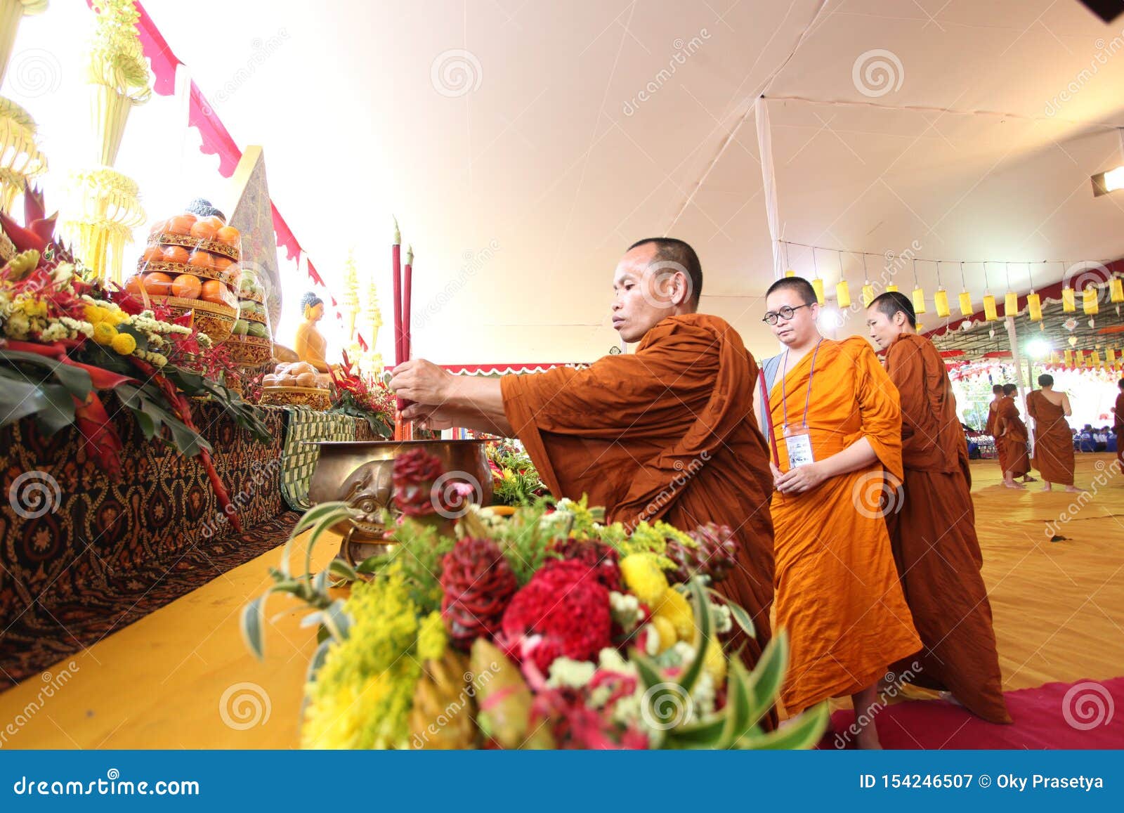 Monk are Preparing To Pray in Mendut Temple before Walk To Borobudur ...