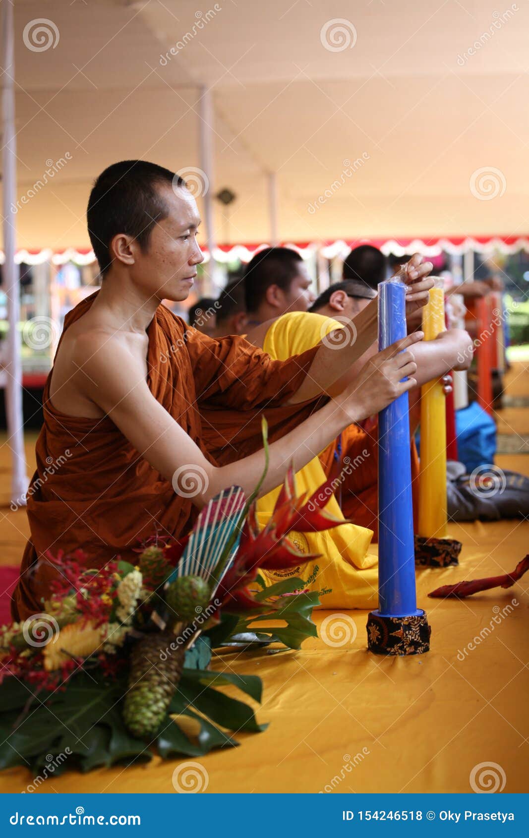 Monk are Preparing To Pray in Mendut Temple before Walk To Borobudur ...