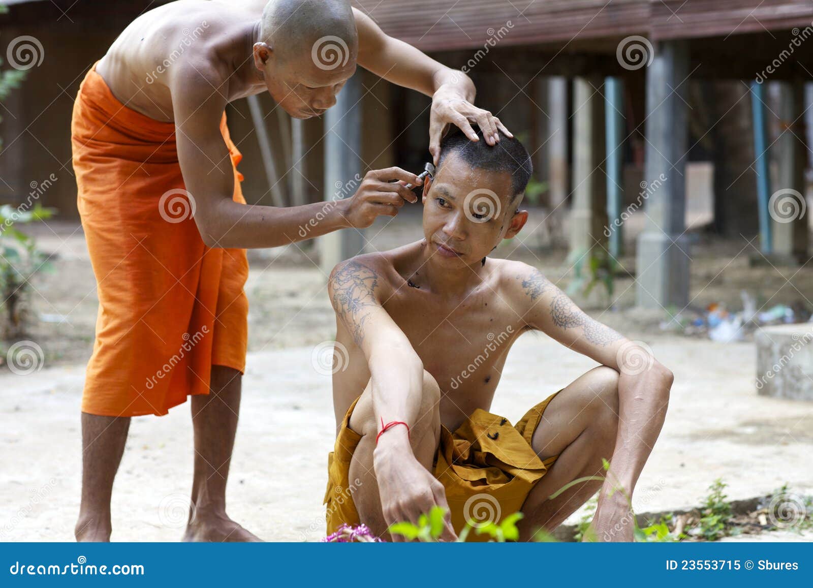 Monk receiving haircut editorial image. Image of poor - 23553715