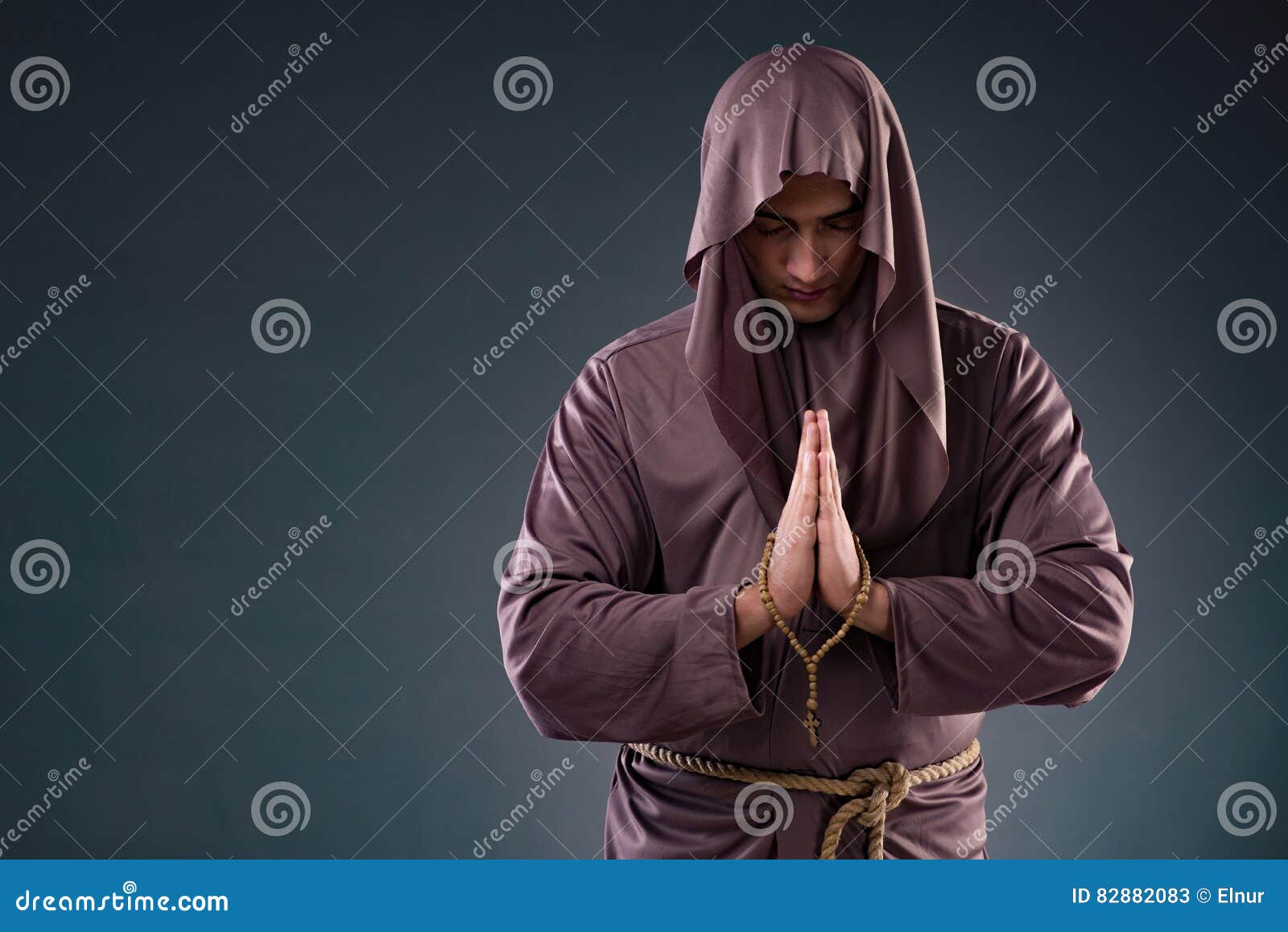 The Monk in Religious Concept on Gray Background Stock Image - Image of ...