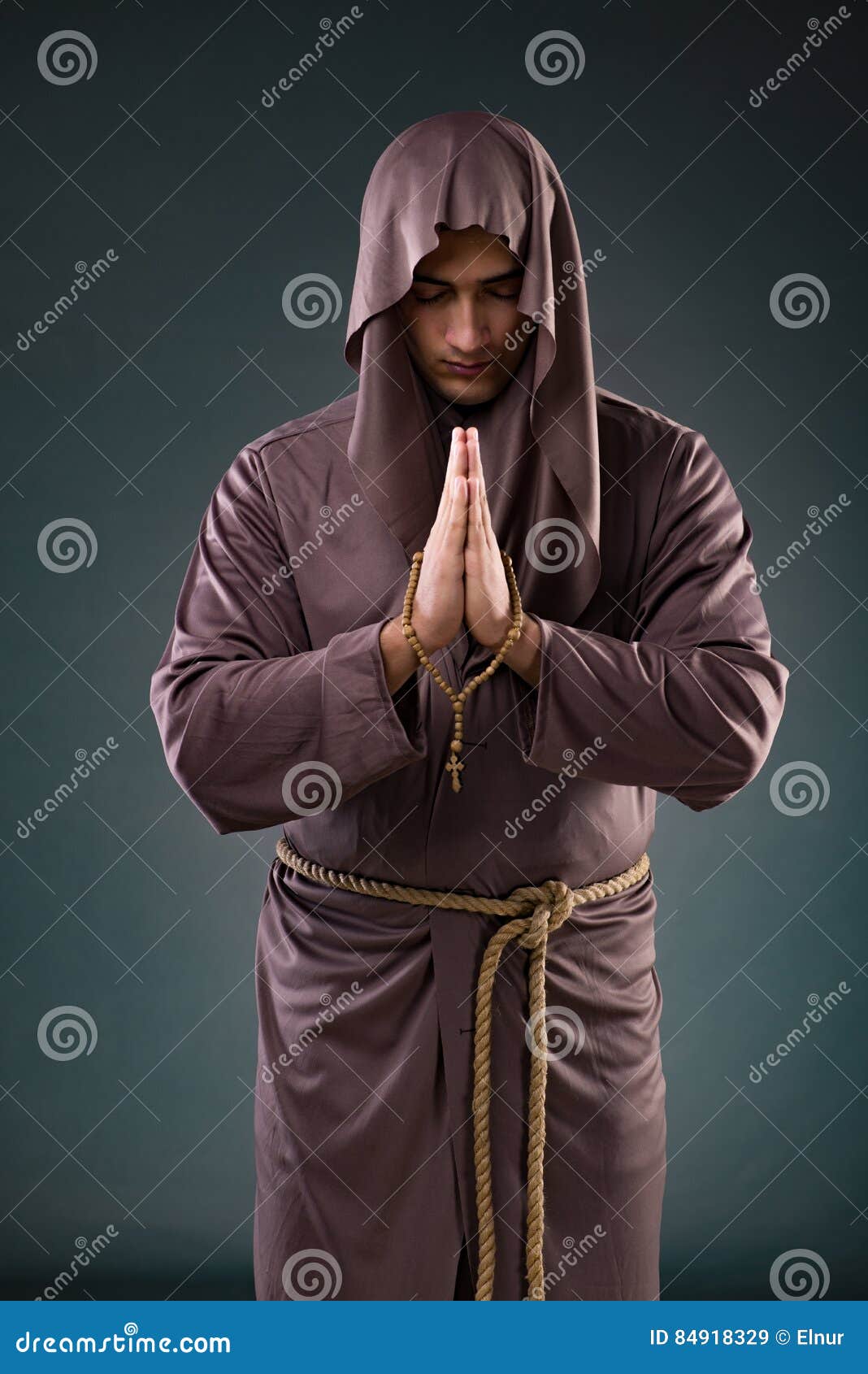 The Monk in Religious Concept on Gray Background Stock Image - Image of ...