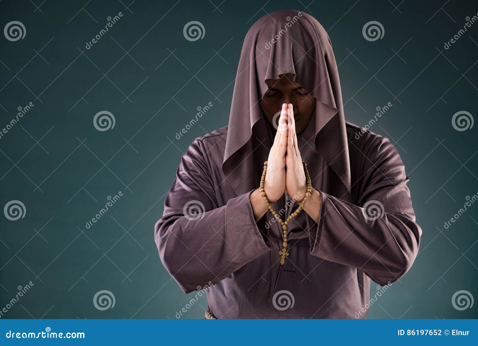 The Monk in Religious Concept on Gray Background Stock Photo - Image of ...