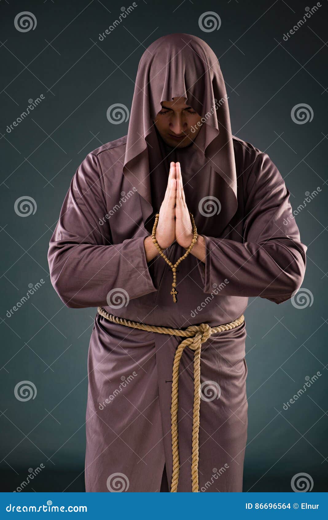 The Monk in Religious Concept on Gray Background Stock Photo - Image of ...