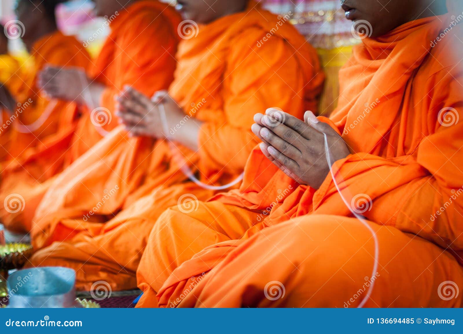 Monk`s Hand with Pray Closeup Stock Image - Image of people, asia ...