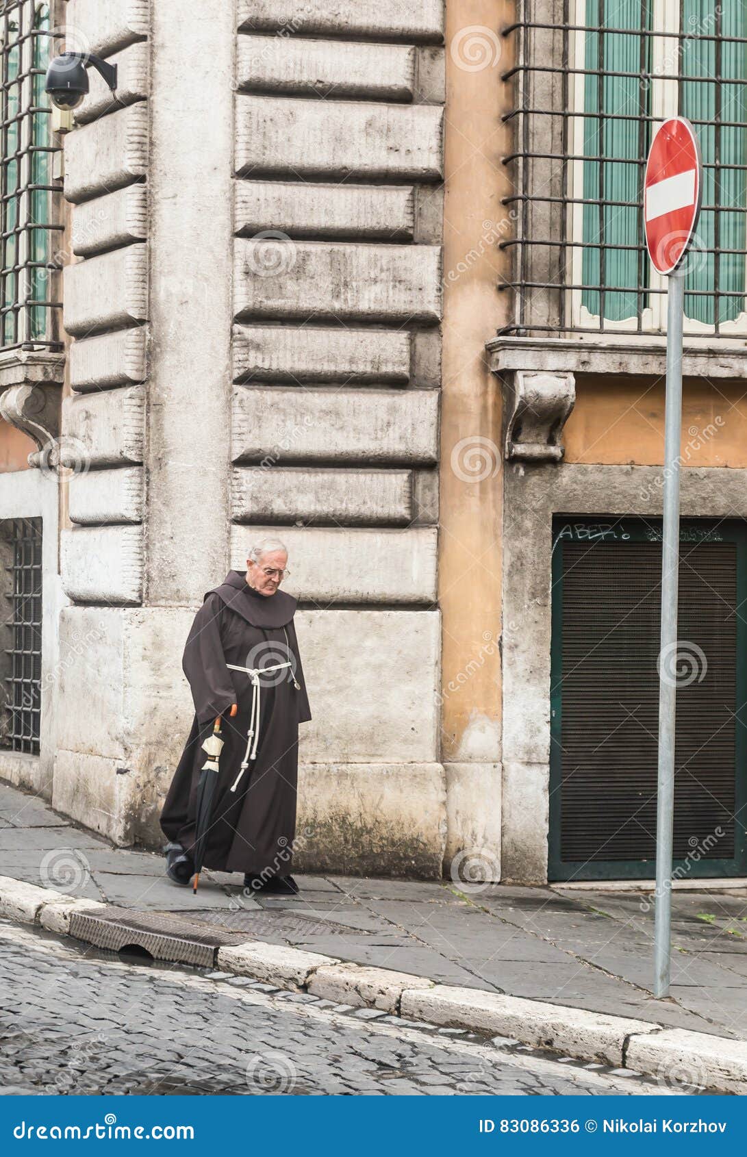 Monk on the street of Rome editorial photo. Image of christianity ...