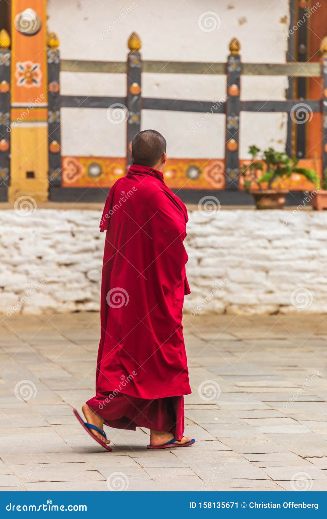 A walking Monk in Bhutan editorial photo. Image of travel - 158135671