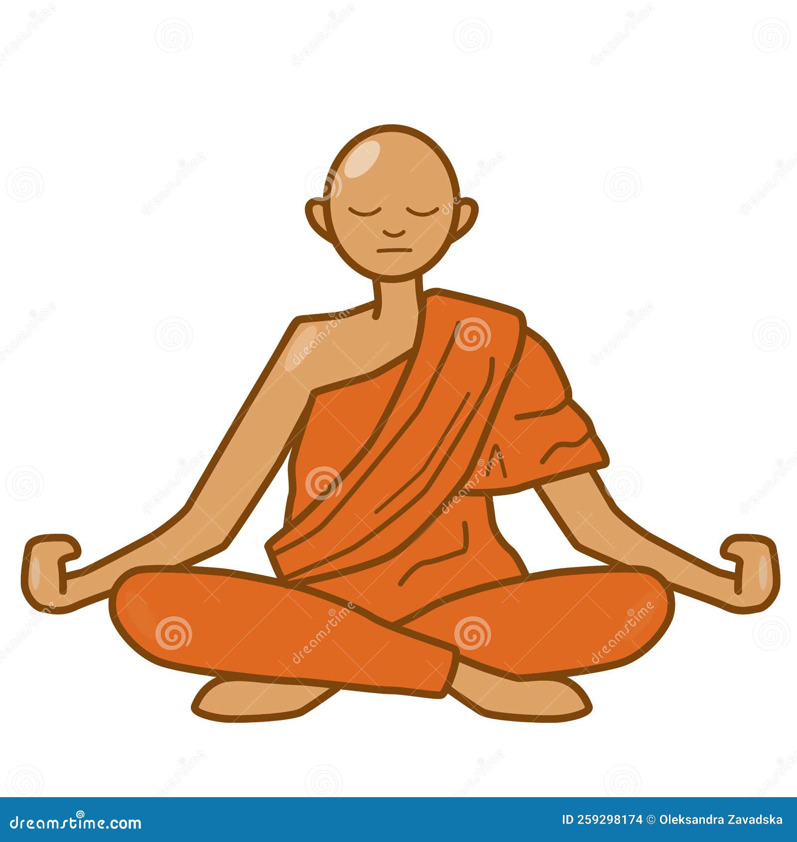 Monk sitting in lotus pose stock vector. Illustration of asian - 259298174