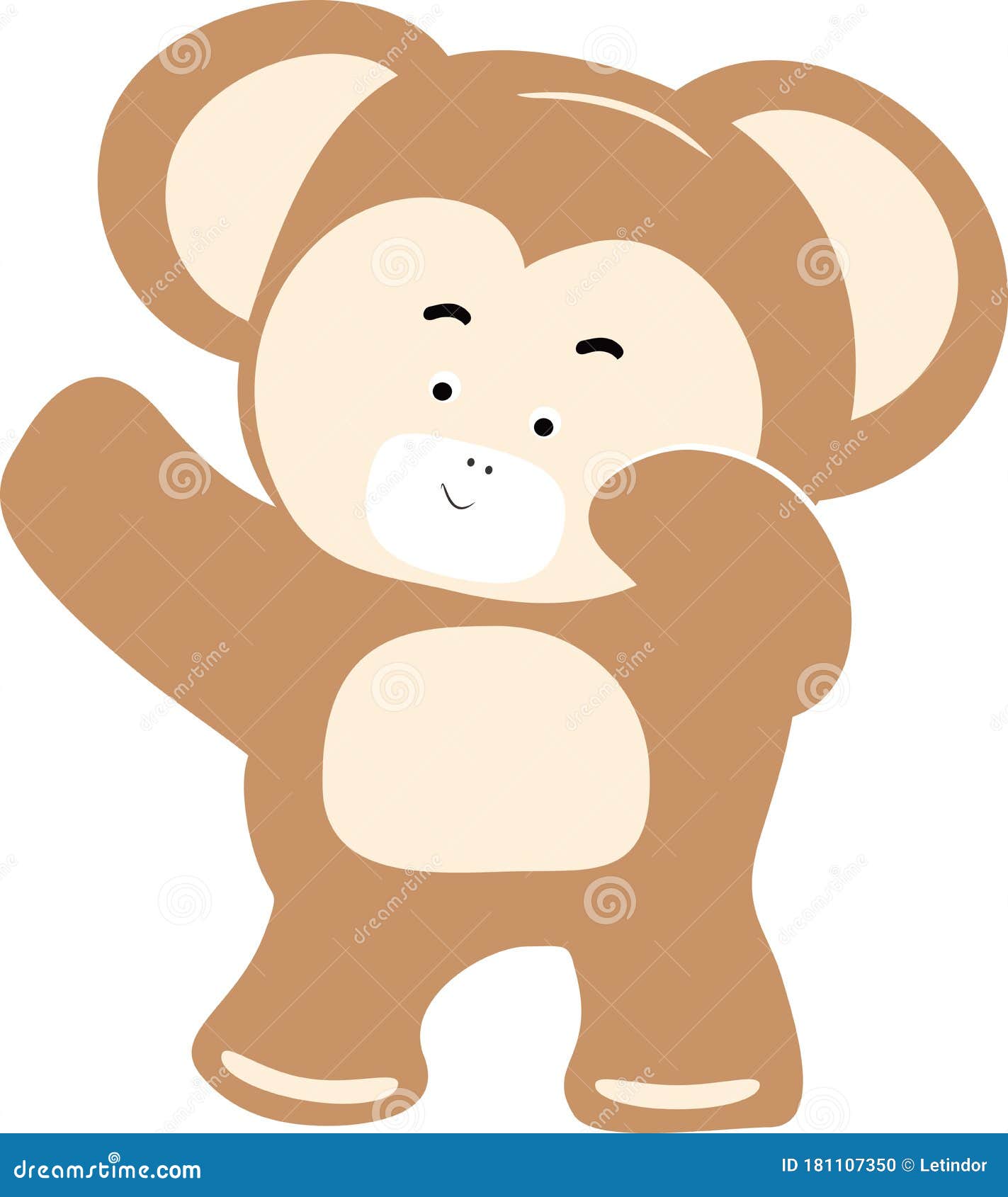 Cute Animal Monkey Brown Fat Baby Vector Illustration Stock Vector ...