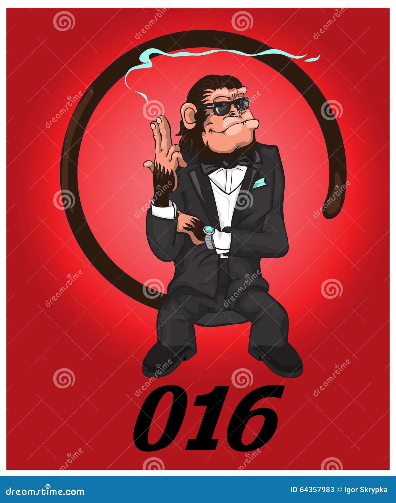 Monkey - agent of safety. stock vector. Illustration of icon - 64357983
