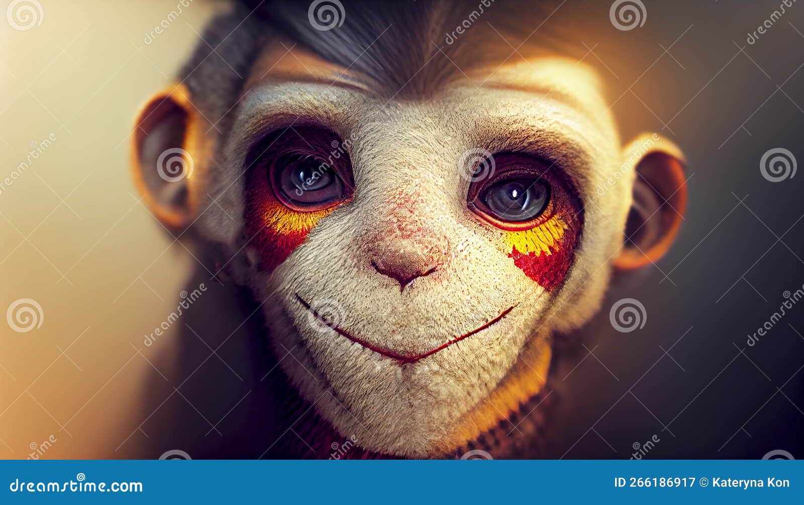 Monkey, Illustration in 3D Style Stock Illustration - Illustration of ...