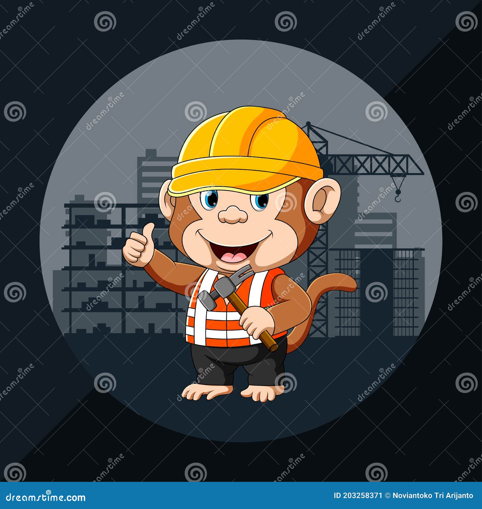 The Monkey Architect is Building the Tower and Using the Yellow Helmet ...