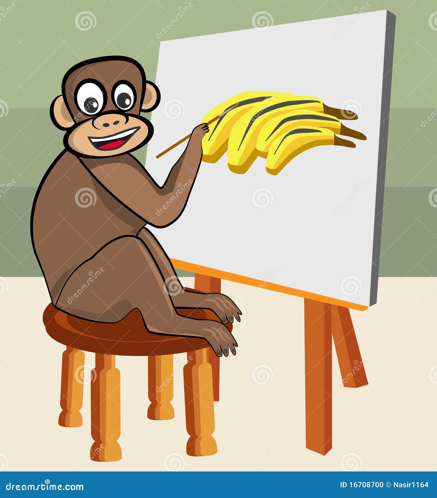 Monkey Artist stock vector. Illustration of drawing, creature - 16708700