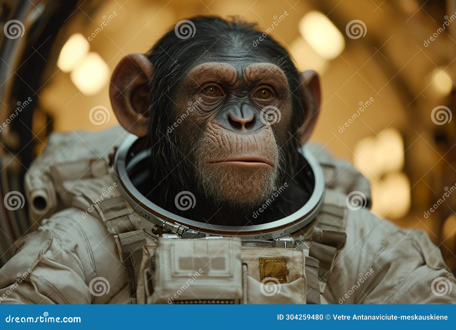 Monkey in an Astronaut Helmet. Cosmonautics Day Concept Stock Photo ...