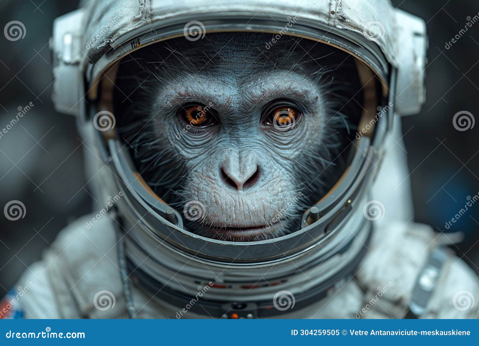 Monkey in an Astronaut Helmet. Cosmonautics Day Concept Stock Image ...