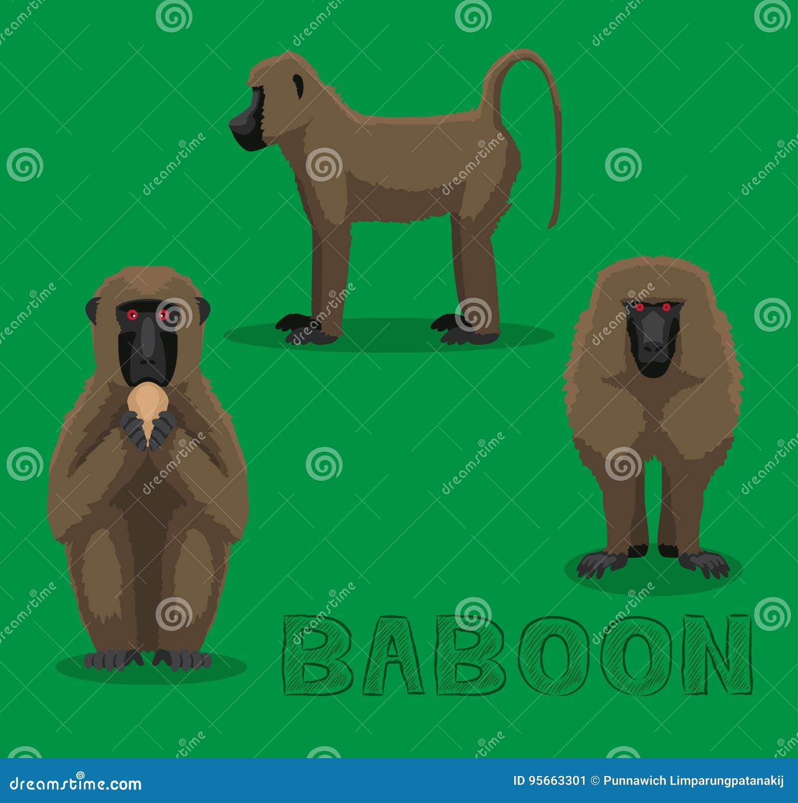 Baboon Cartoon Vector Illustration | CartoonDealer.com #45725506