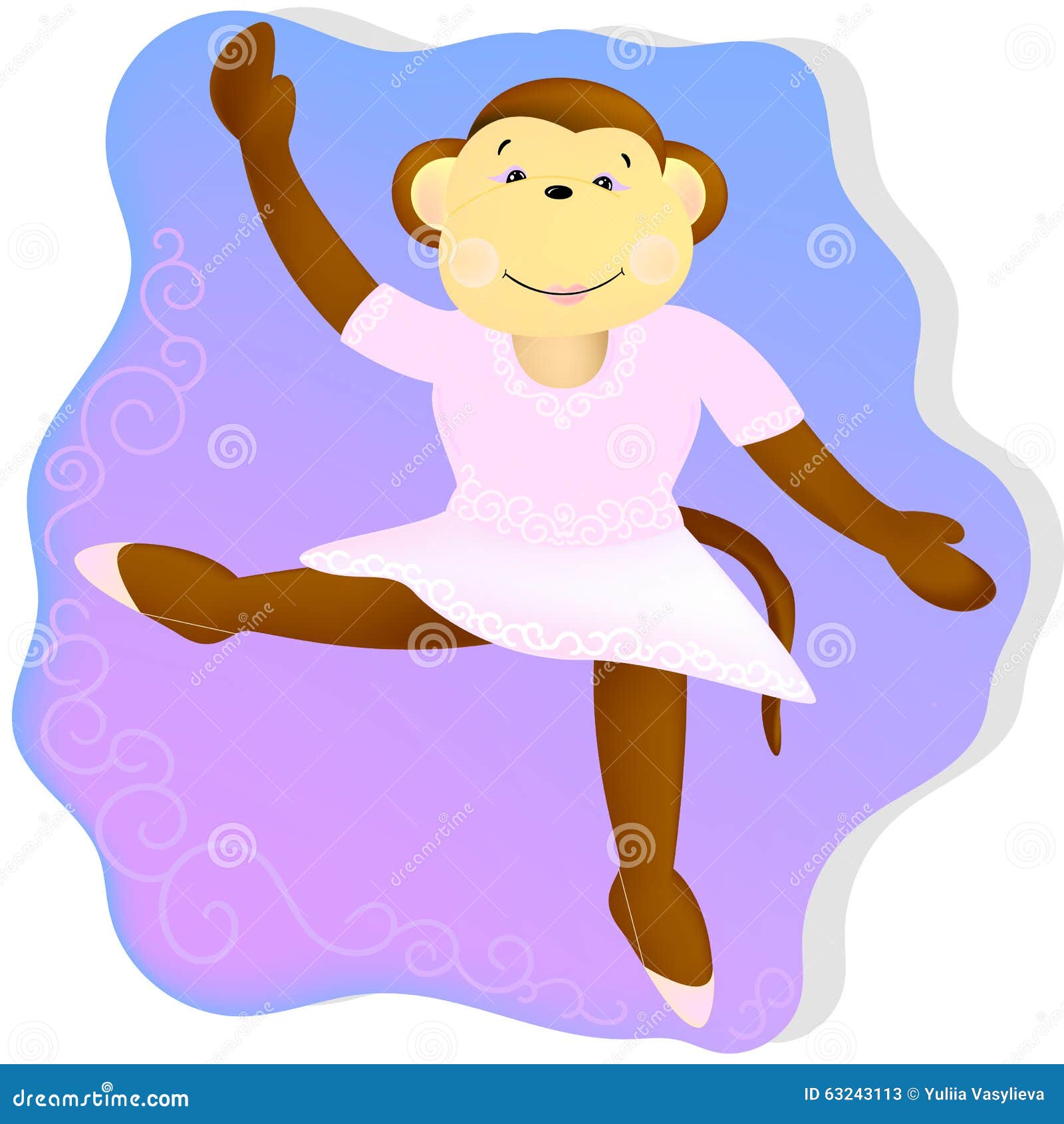 Monkey ballerina stock vector. Illustration of chimpanzee - 63243113