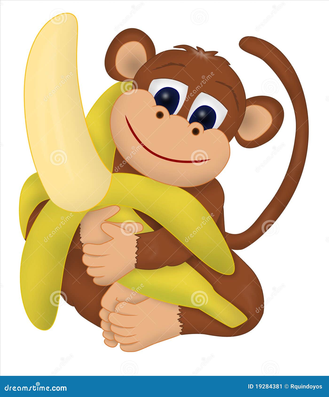 Monkey and banana stock illustration. Illustration of brown - 19284381