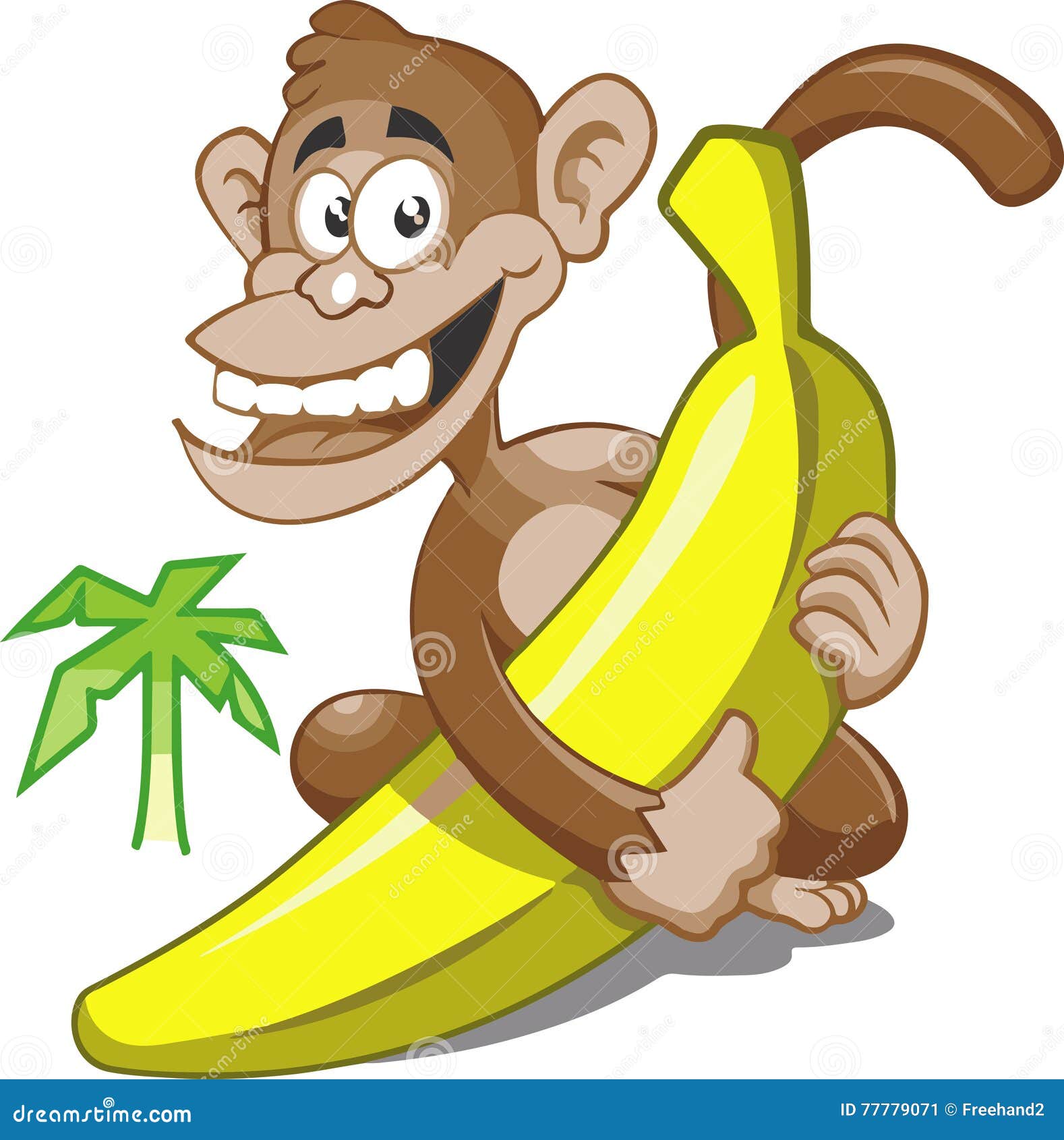Monkey banana stock vector. Illustration of forest, cute - 77779071