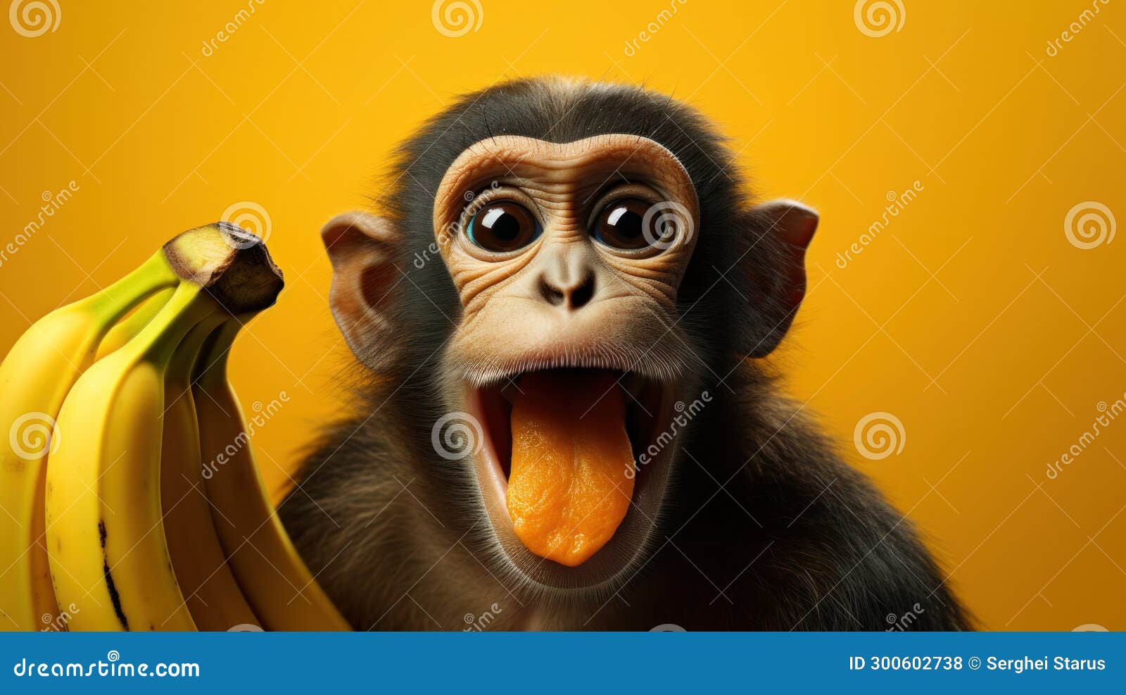 A Monkey with a Banana and Tongue Sticking Out, AI Stock Photo - Image ... A Monkey with a Banana and Tongue Sticking Out, AI Stock Photo - Image ...
