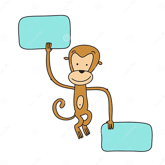 Monkey with banner stock vector. Illustration of animal - 45021410
