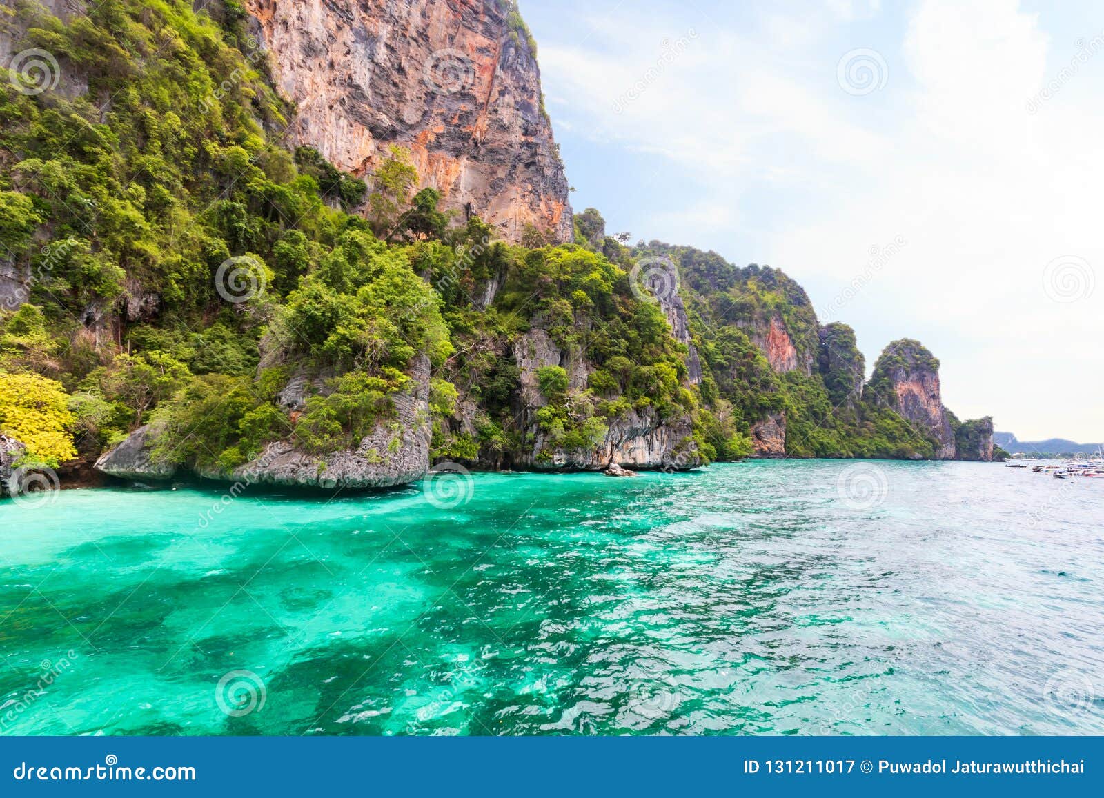 Monkey Bay in Phi Phi Island . Phuket Stock Image - Image of paradise ...