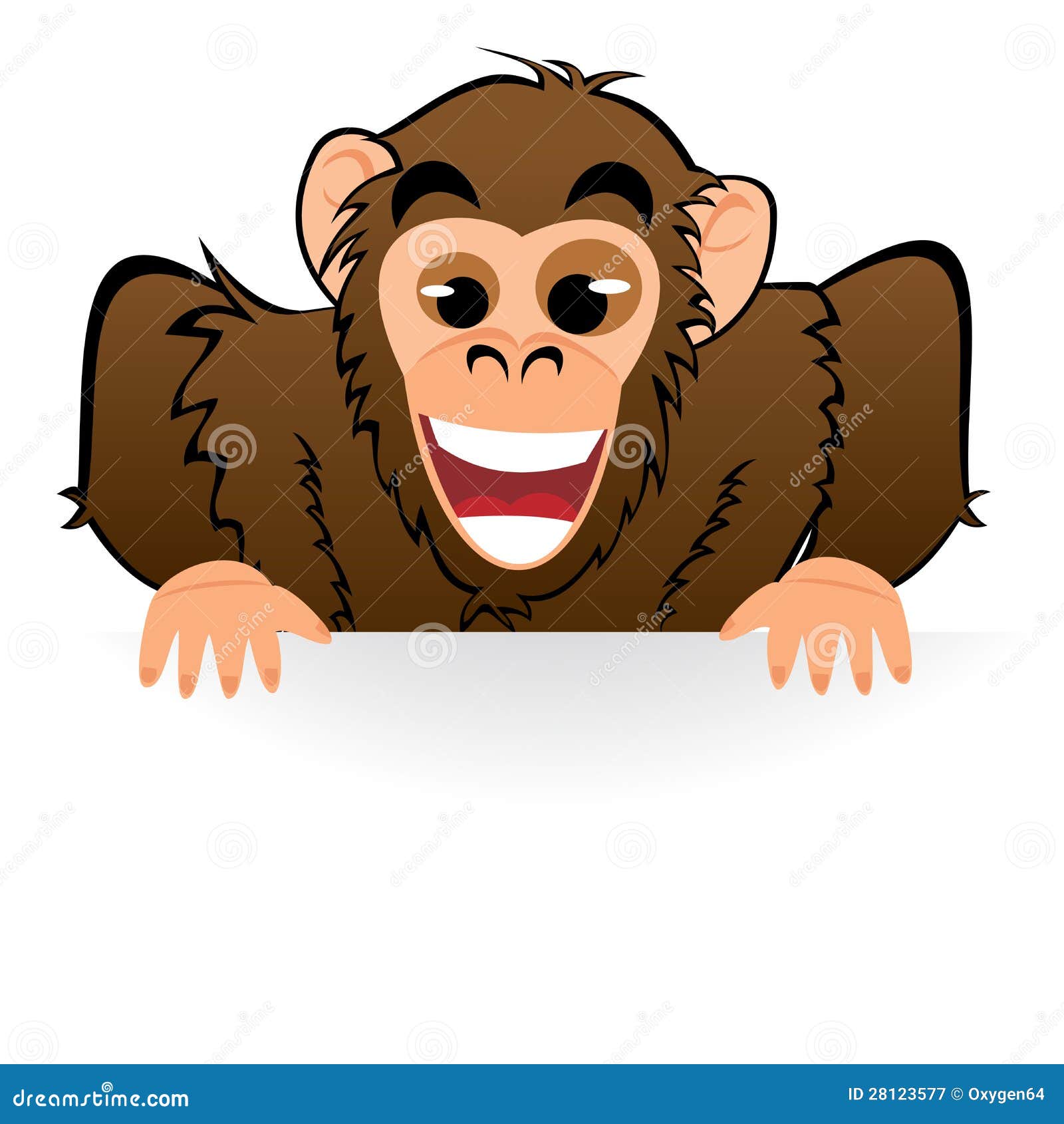 Monkey behind white board stock vector. Illustration of drawing - 28123577