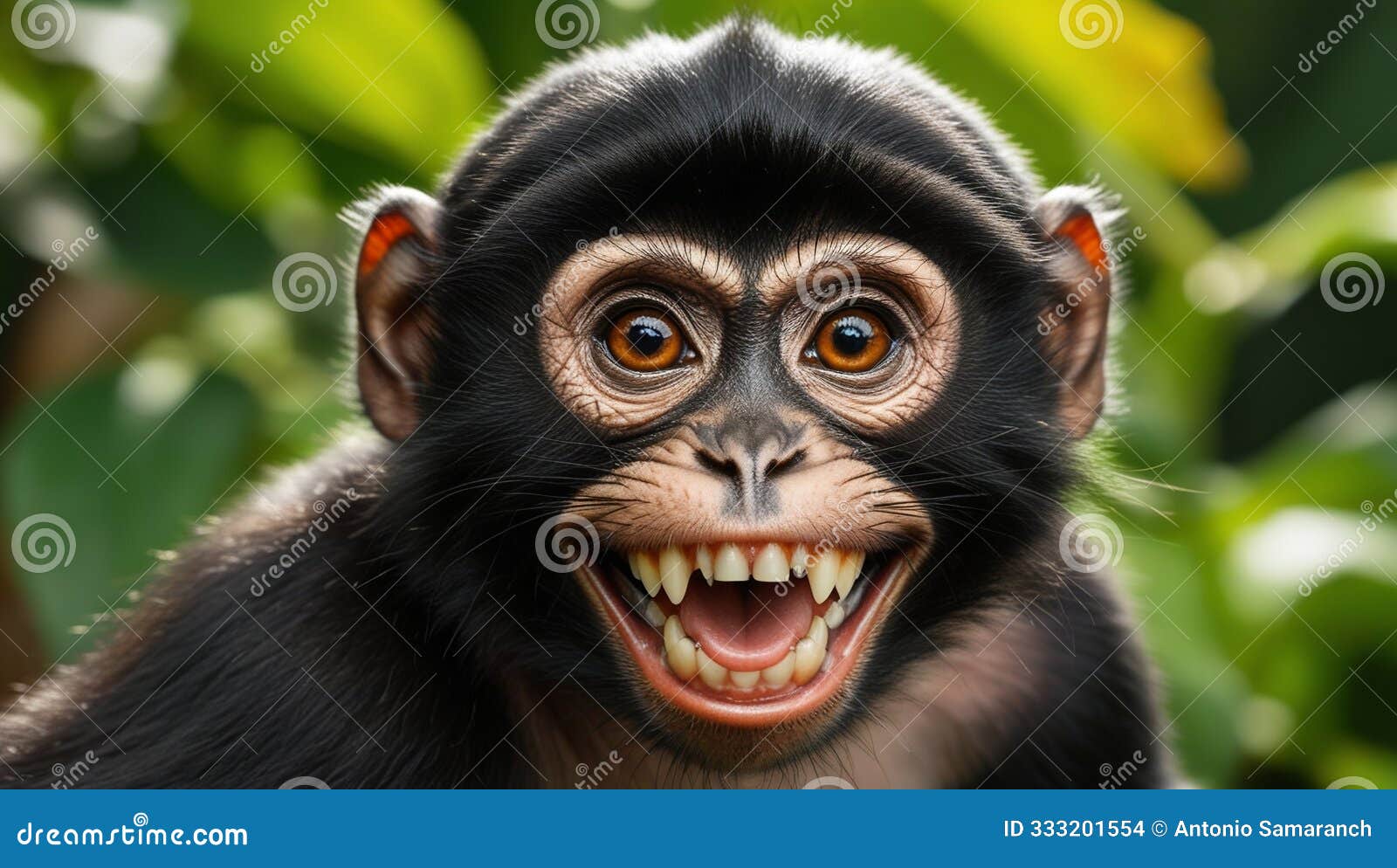 A Monkey with a Big Smile on Its Face Stock Photo - Image of animal ...