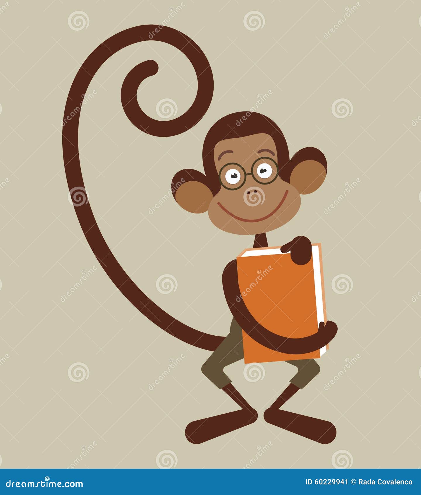 Monkey with book stock vector. Illustration of student - 60229941