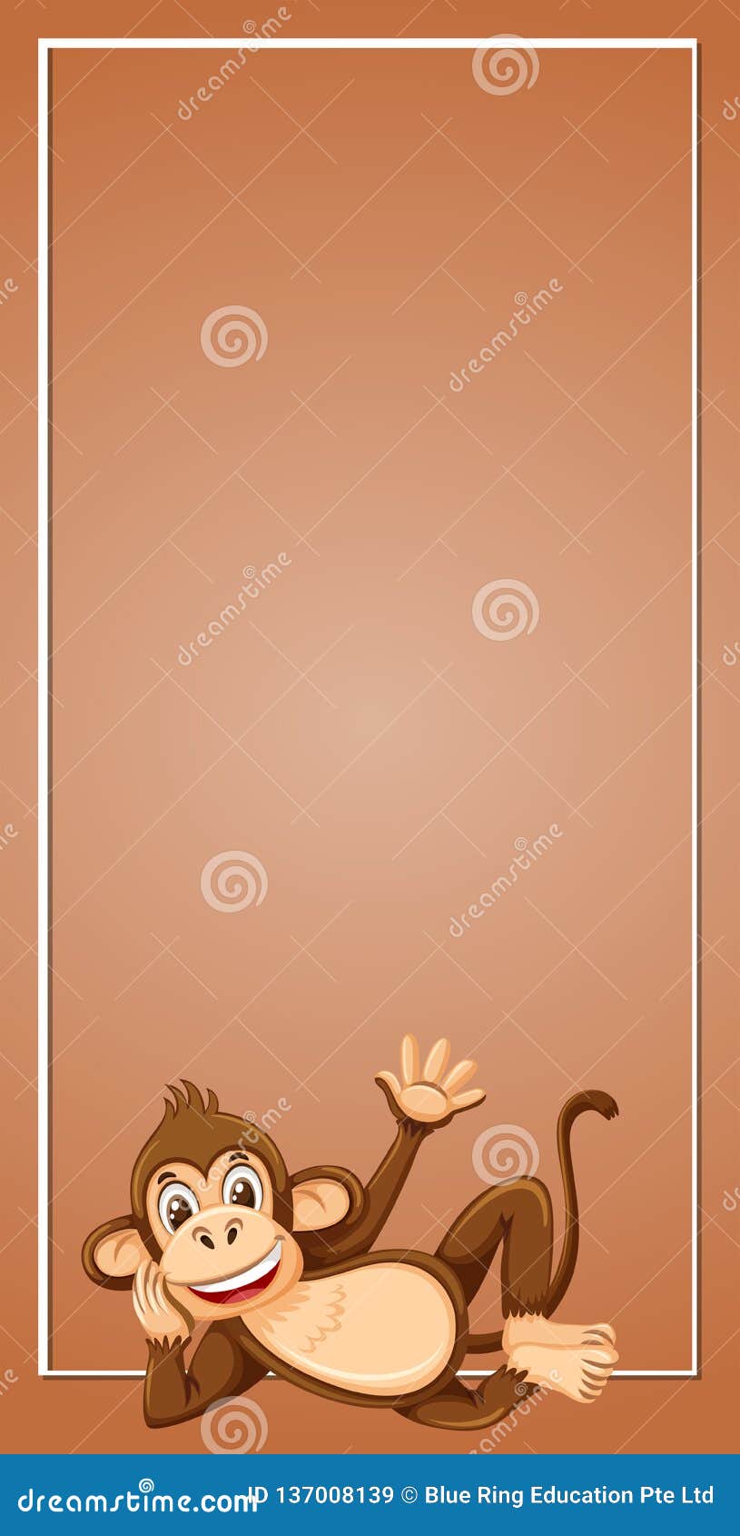 Monkey on border template stock vector. Illustration of drawing - 137008139