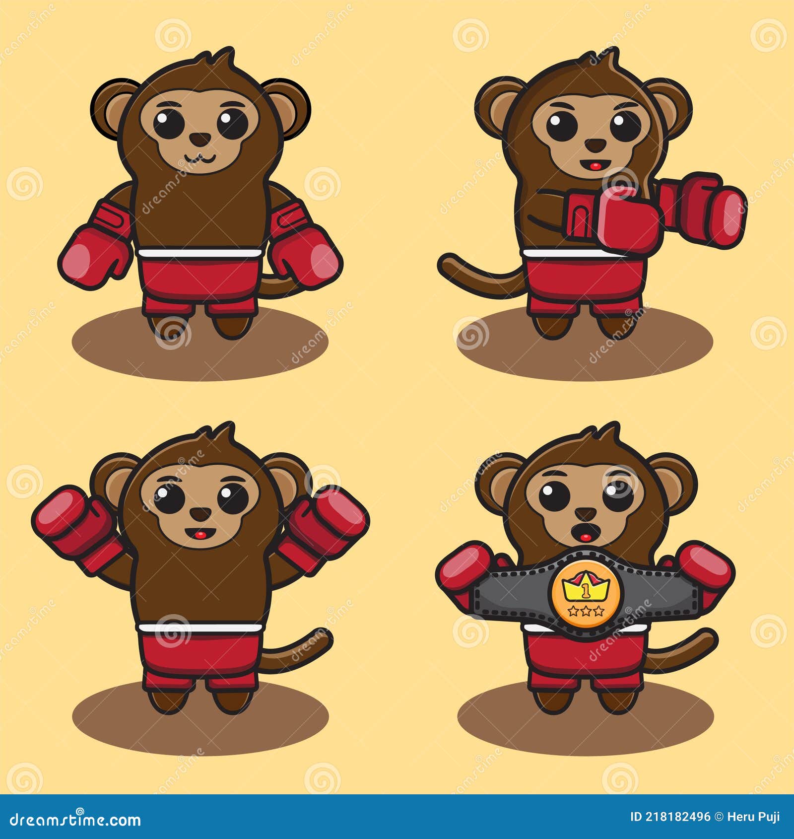 Vector Illustration of Cute Monkey Boxing Cartoon. Stock Vector ...