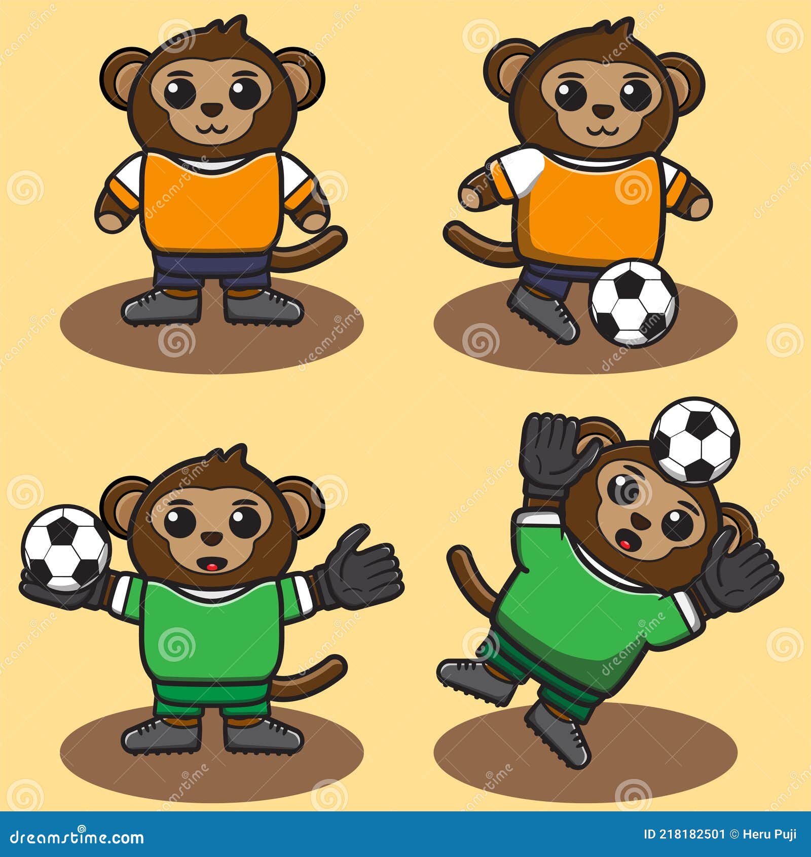 Vector Illustration Of Cute Monkey Football Cartoon. | CartoonDealer ...