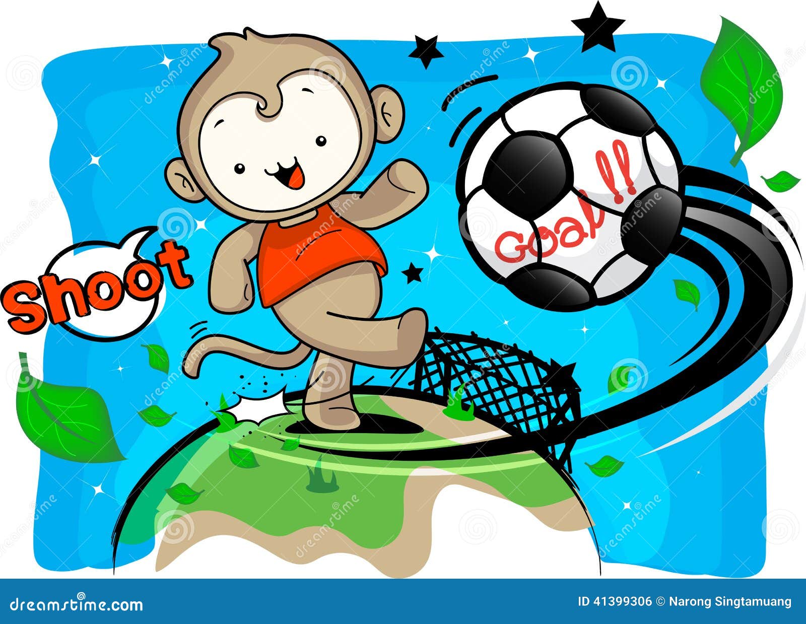 Monkey Boy Enter The Field Of Kick Soccer Stock Vector - Image: 41399306