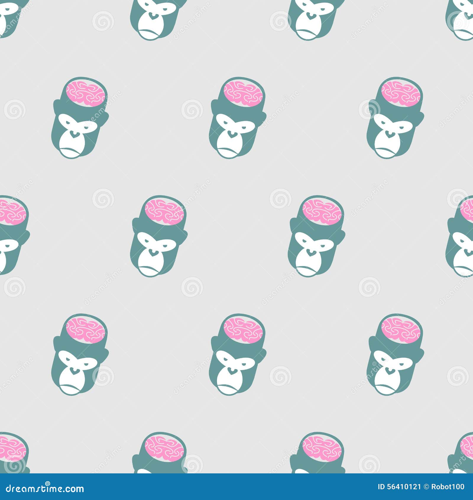 Monkey Brains Gorilla Seamless Pattern. Vector Background of Animal ...