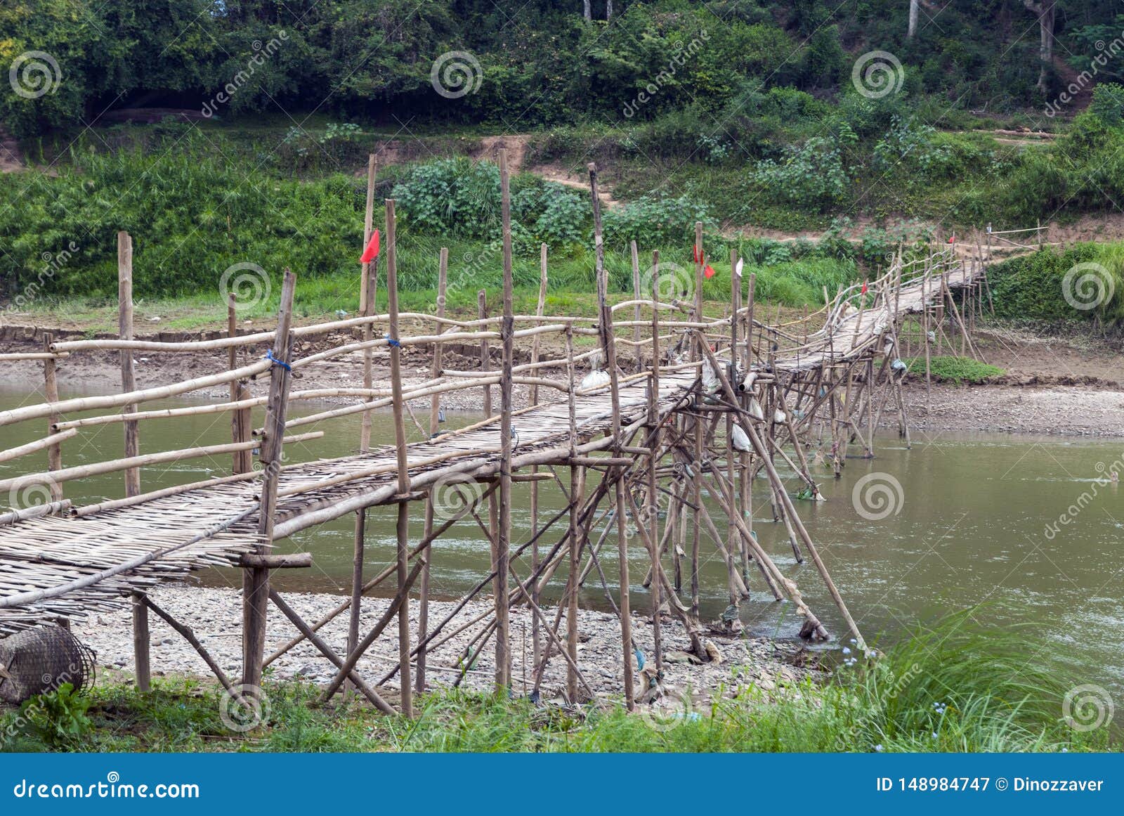 Monkey Bridge, Luang Prabang Laos Stock Image - Image of nature, simple ...