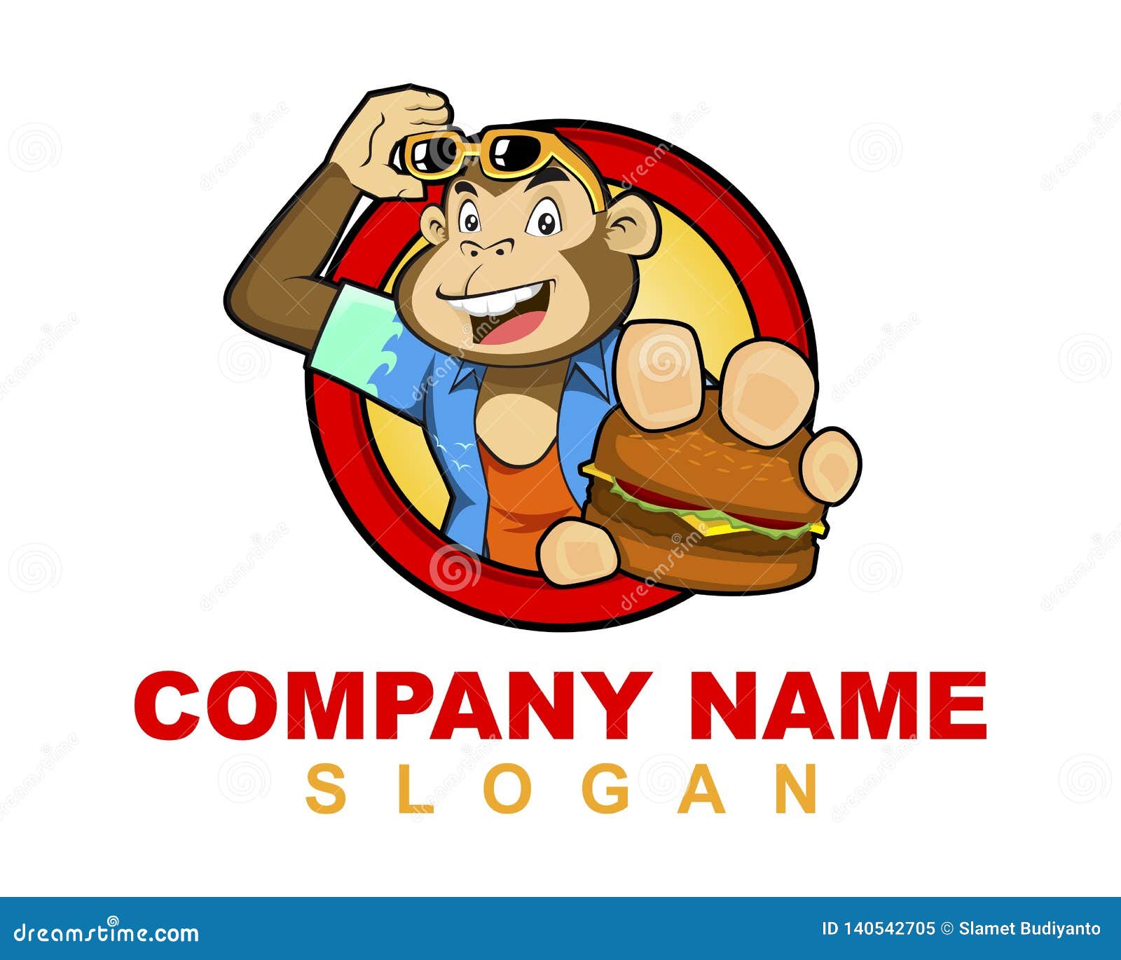 Monkey Burger Logo Image Cartoon Vector | CartoonDealer.com #140542705