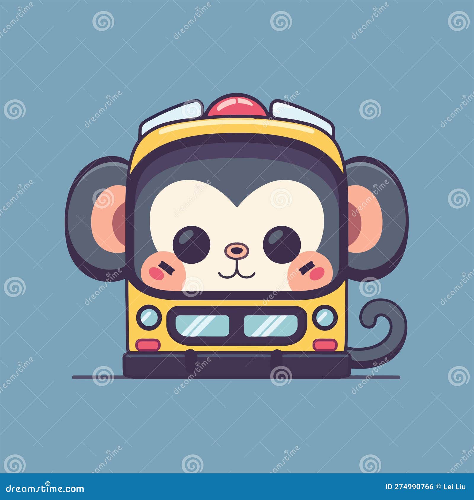 Monkey on a Bus Cartoon Character Stock Illustration - Illustration of ...