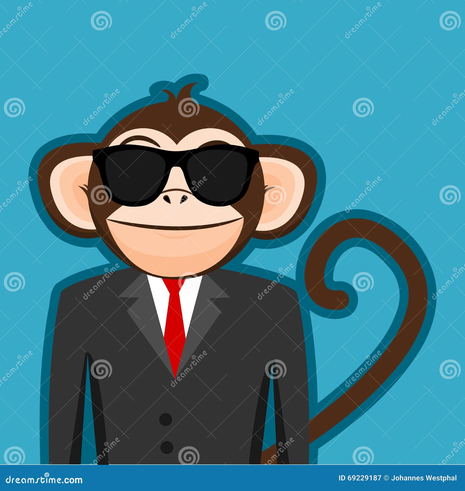 Monkey in Business Man Suit with Black Sunglasses Cartoon Stock Vector ...